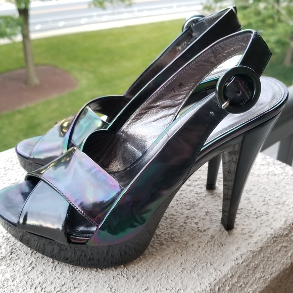 Via Spiga | Shoes | Iridescent Petrol Or Oil Slick Platform Heels Sz ...